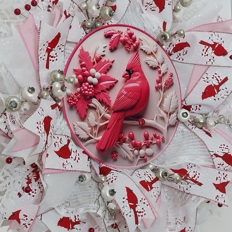 Cardinal Wreath, Winter Cardinal Wreath, Red Bird Wreath, Winter Wreath ...