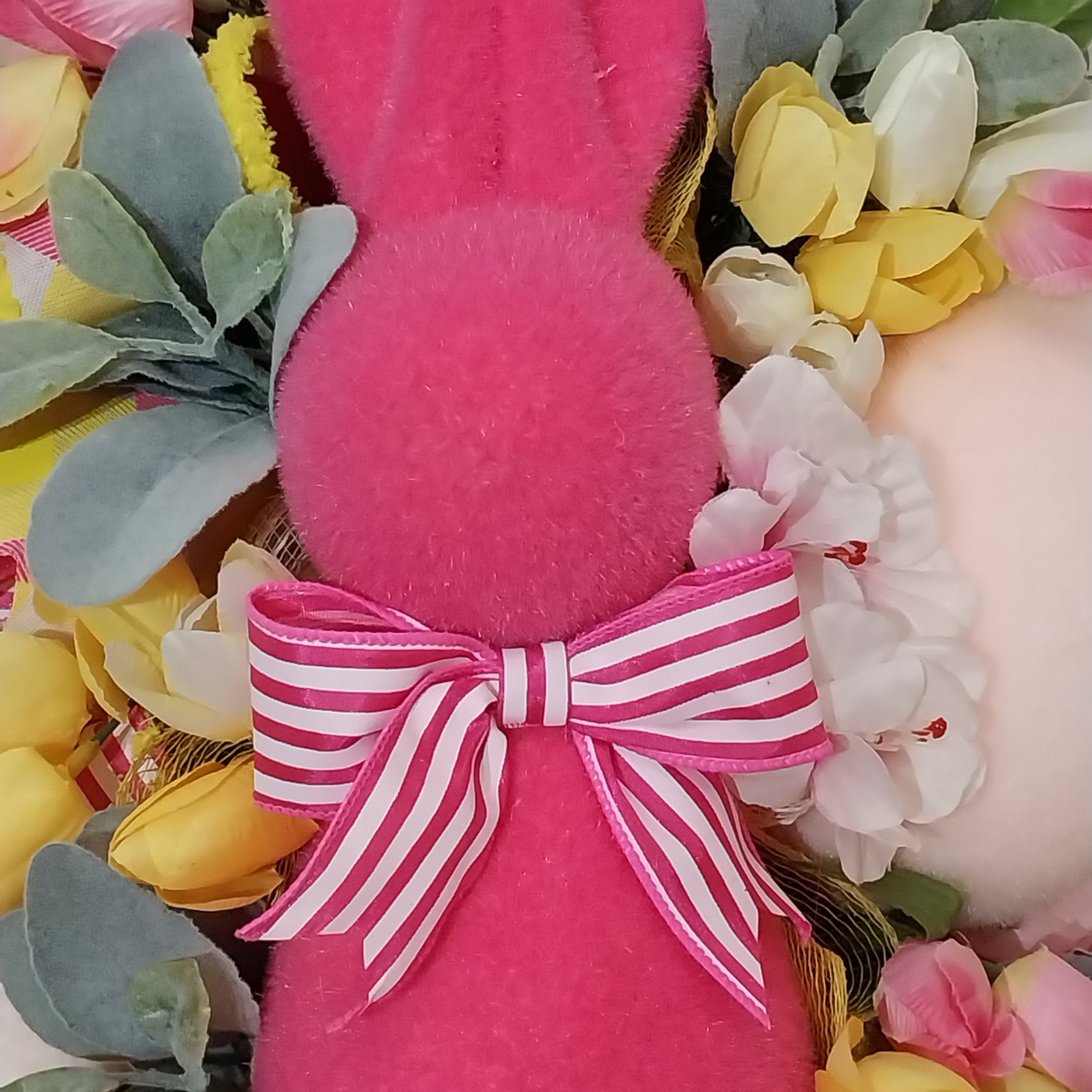 Pink Rabbit Swag, Flocked Rabbit Wreath, Easter Wreath, Pink Easter ...
