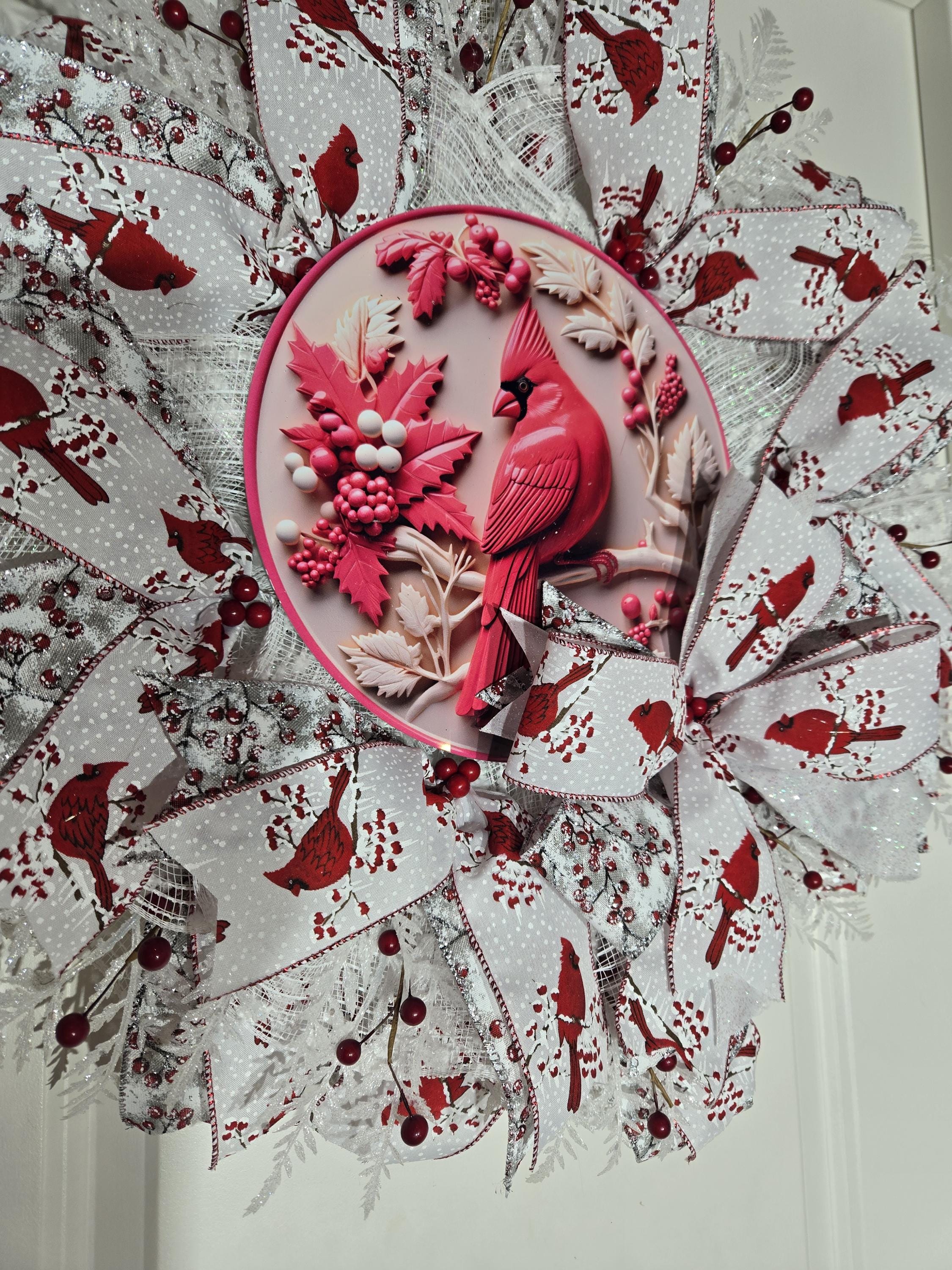 Cardinal Wreath, Winter Cardinal Wreath, Red Bird Wreath, Winter Wreath ...