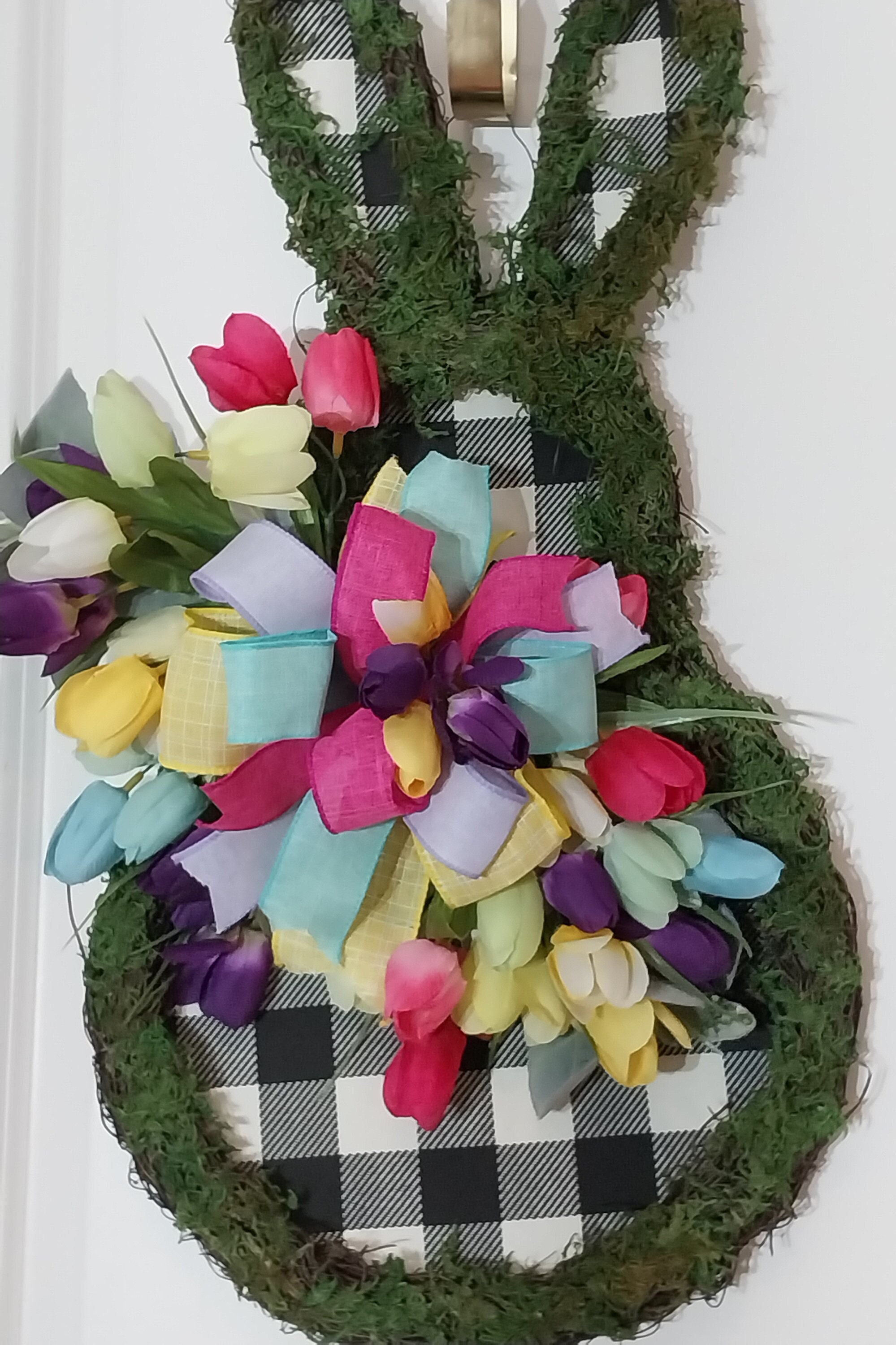 Rabbit Door Hanger, Easter Bunny Door Hanger, Easter Wreath, Rabbit ...