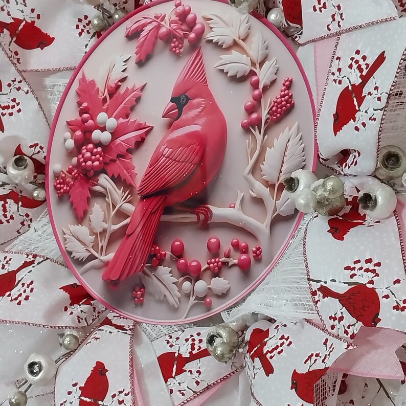 Cardinal Wreath, Winter Cardinal Wreath, Red Bird Wreath, Winter Wreath ...