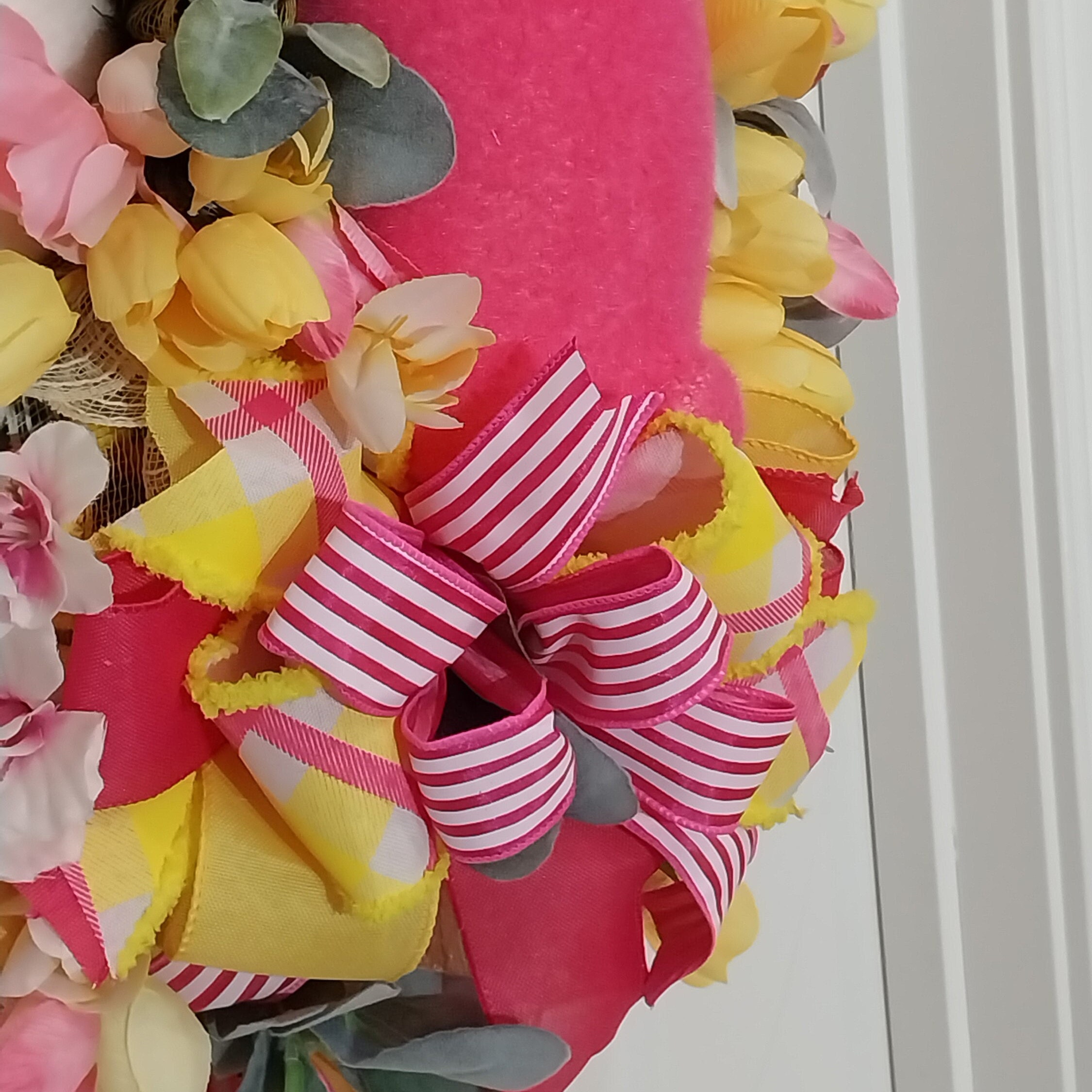 Pink Rabbit Swag, Flocked Rabbit Wreath, Easter Wreath, Pink Easter ...