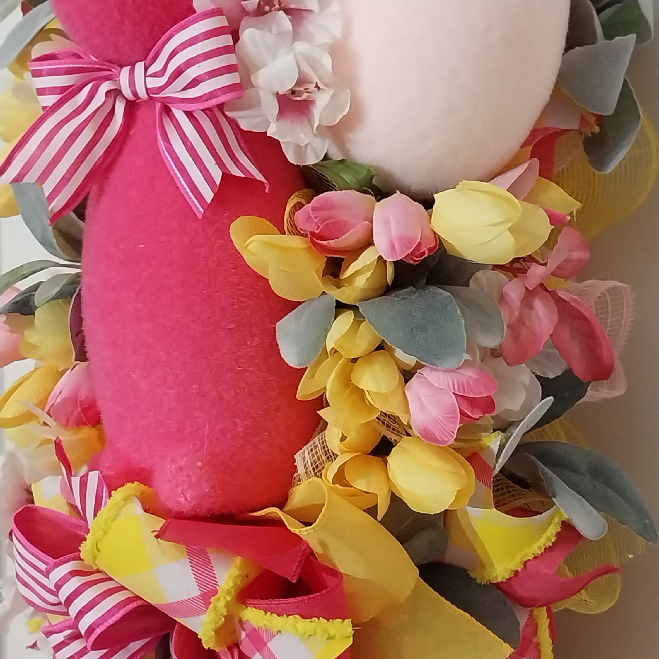 Pink Rabbit Swag, Flocked Rabbit Wreath, Easter Wreath, Pink Easter ...