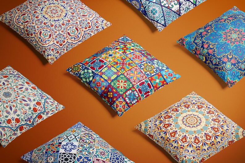 Mediterranean Cushion Cover | Colorful Boho Pillow, Housewarming Gift ...
