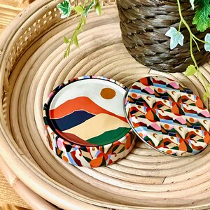 Boho Coasters Set of 6 Drink Coasters Abstract Art - Etsy