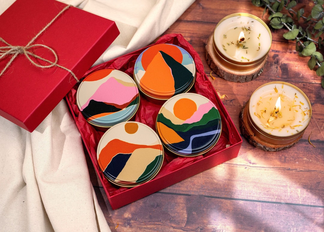 Boho Candles | Set of 4 Scented Soy Candles| Candle Gift Box Hamper ...