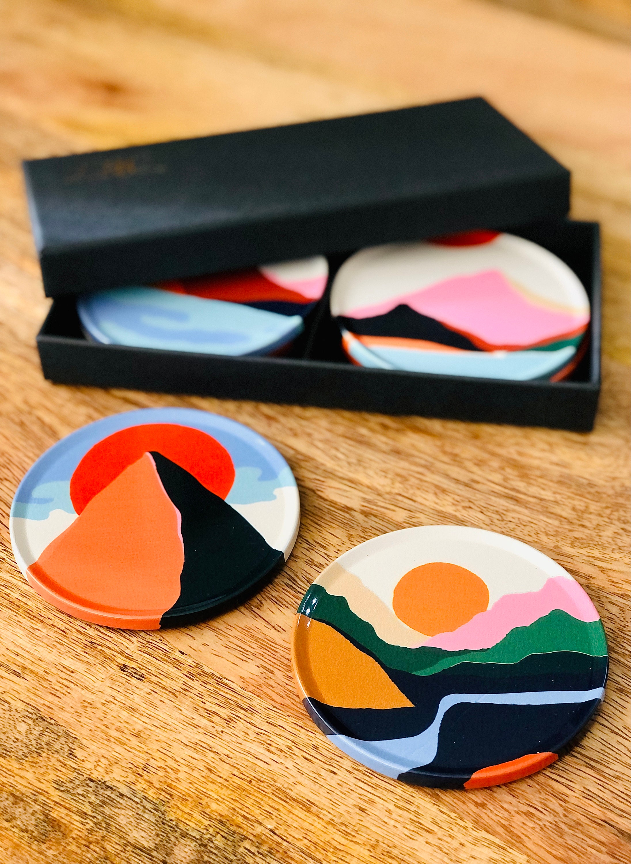 Coasters Boho Coasters Set of 6 Drink Coasters Art - Etsy UK