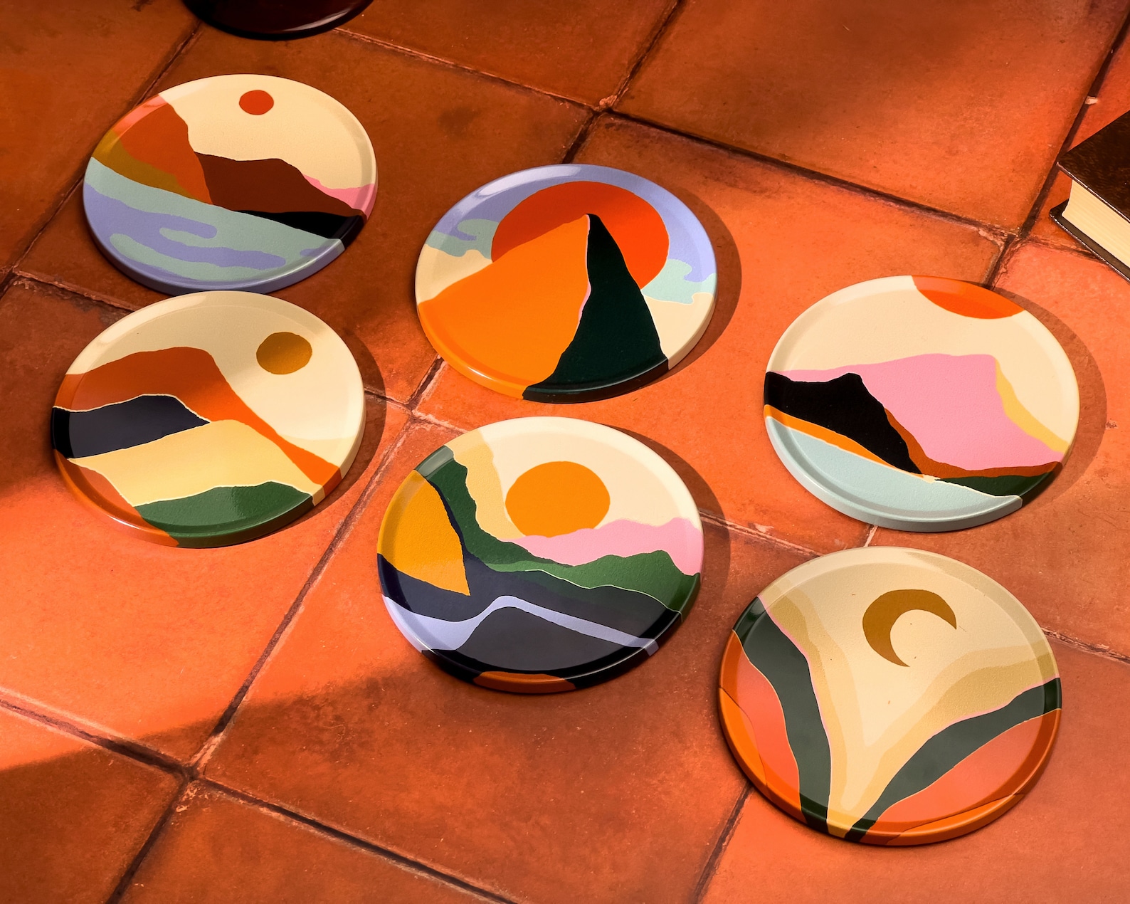 Boho Coasters Set of 6 Drink Coasters Abstract Art - Etsy