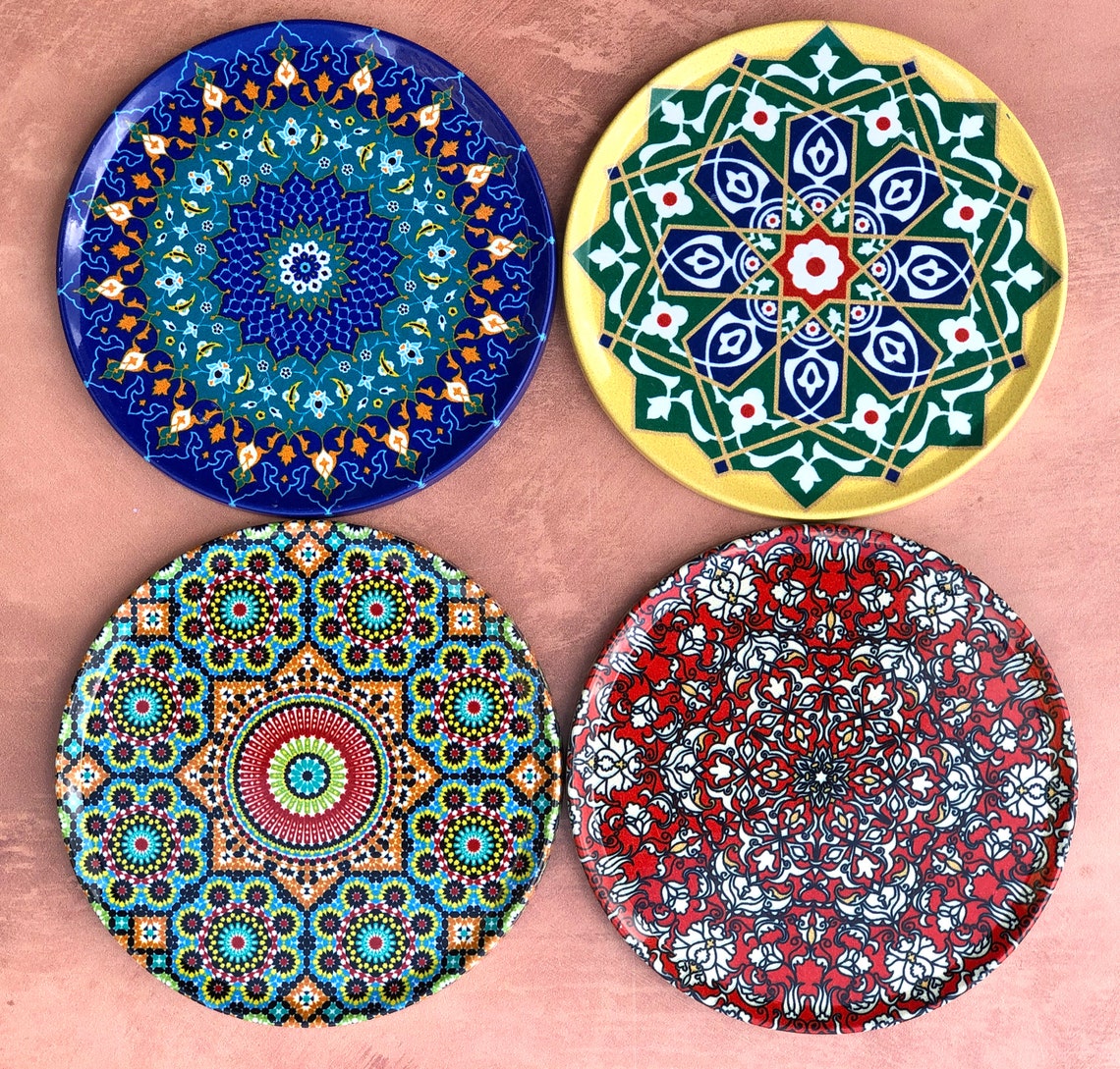 Set of 6 Coasters Mandala Style Coasters Colourful Coaster | Etsy