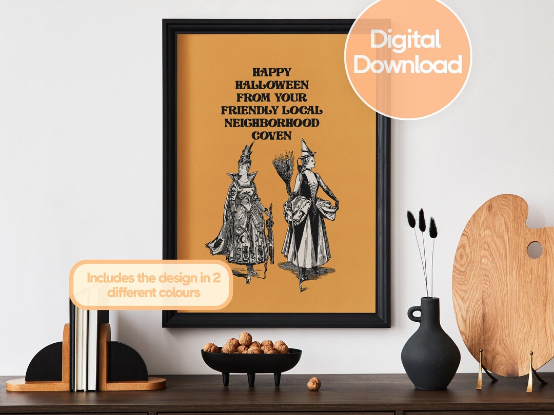 Friendly Coven Halloween Art Printable Halloween Decor Fun Maximalist ...