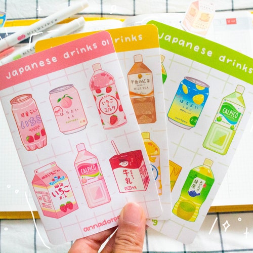 Milk Drink Sticker Sheet Cute Kawaii Aesthetic Stickers - Etsy