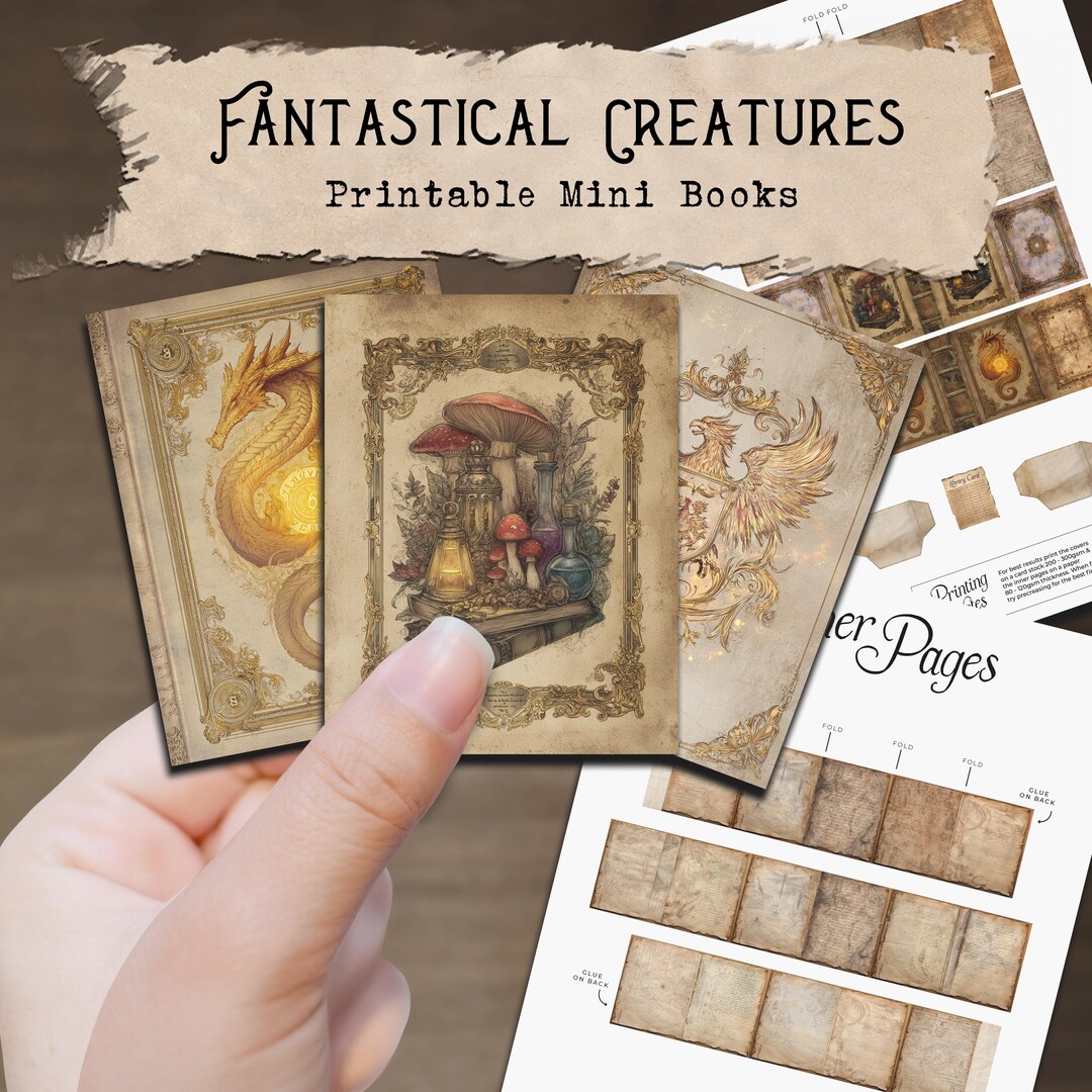Legendary Creatures Miniature Books Printable: Vintage Dark Academia ...
