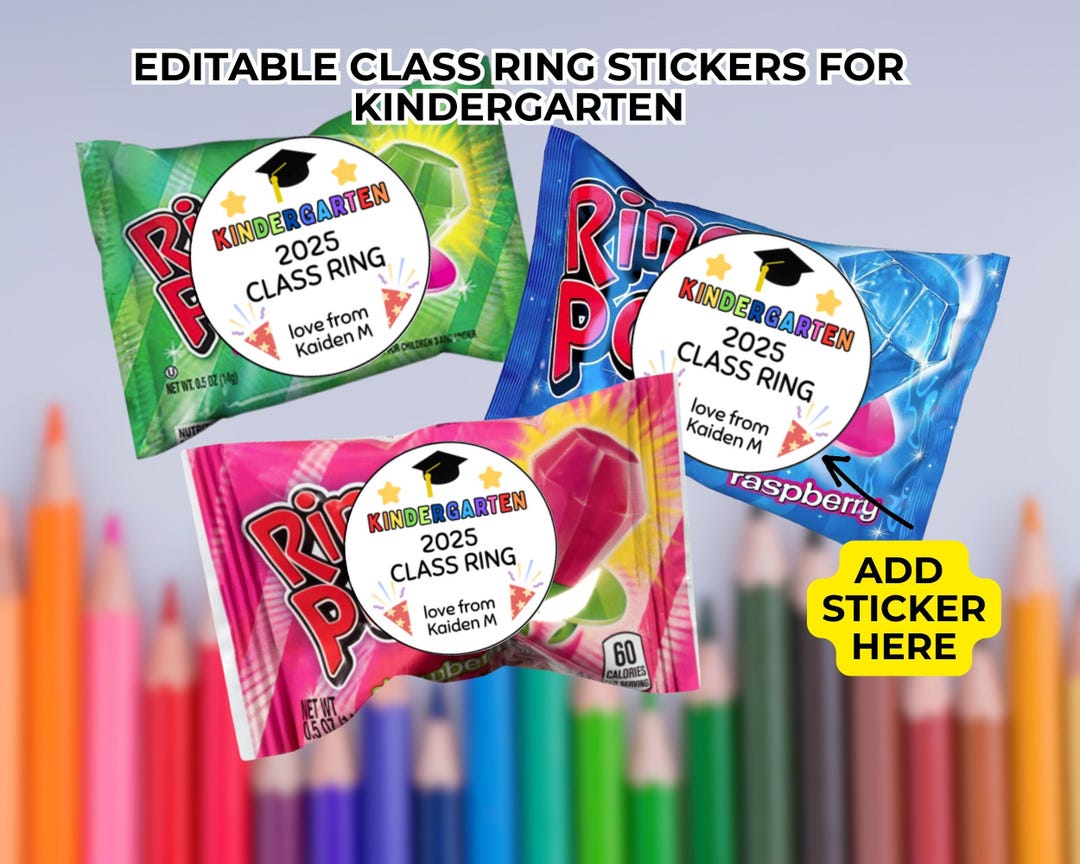 Printable Preschool Class Ring Sticker, Kindergarten Graduation Gift ...