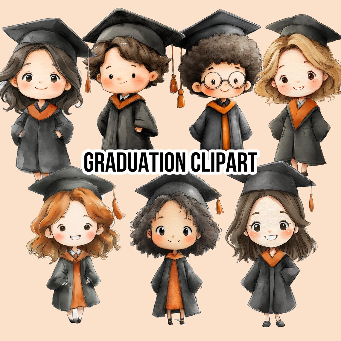 Graduation Clipart for Boys and Girls, Digital Download, Graduation ...