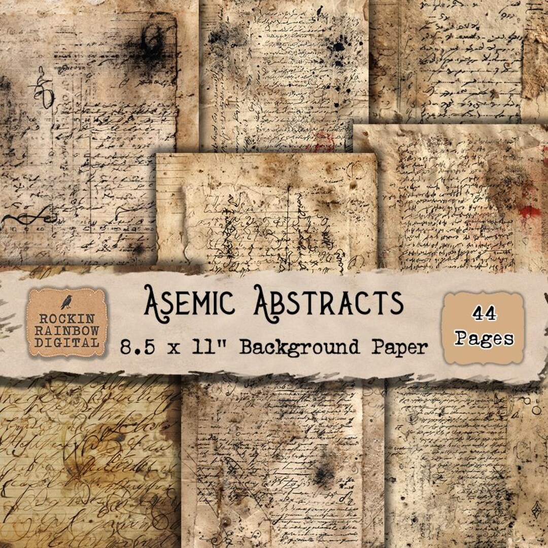 Asemic Abstract Filler Pages | Aged Handwriting Paper | Junk Journal ...