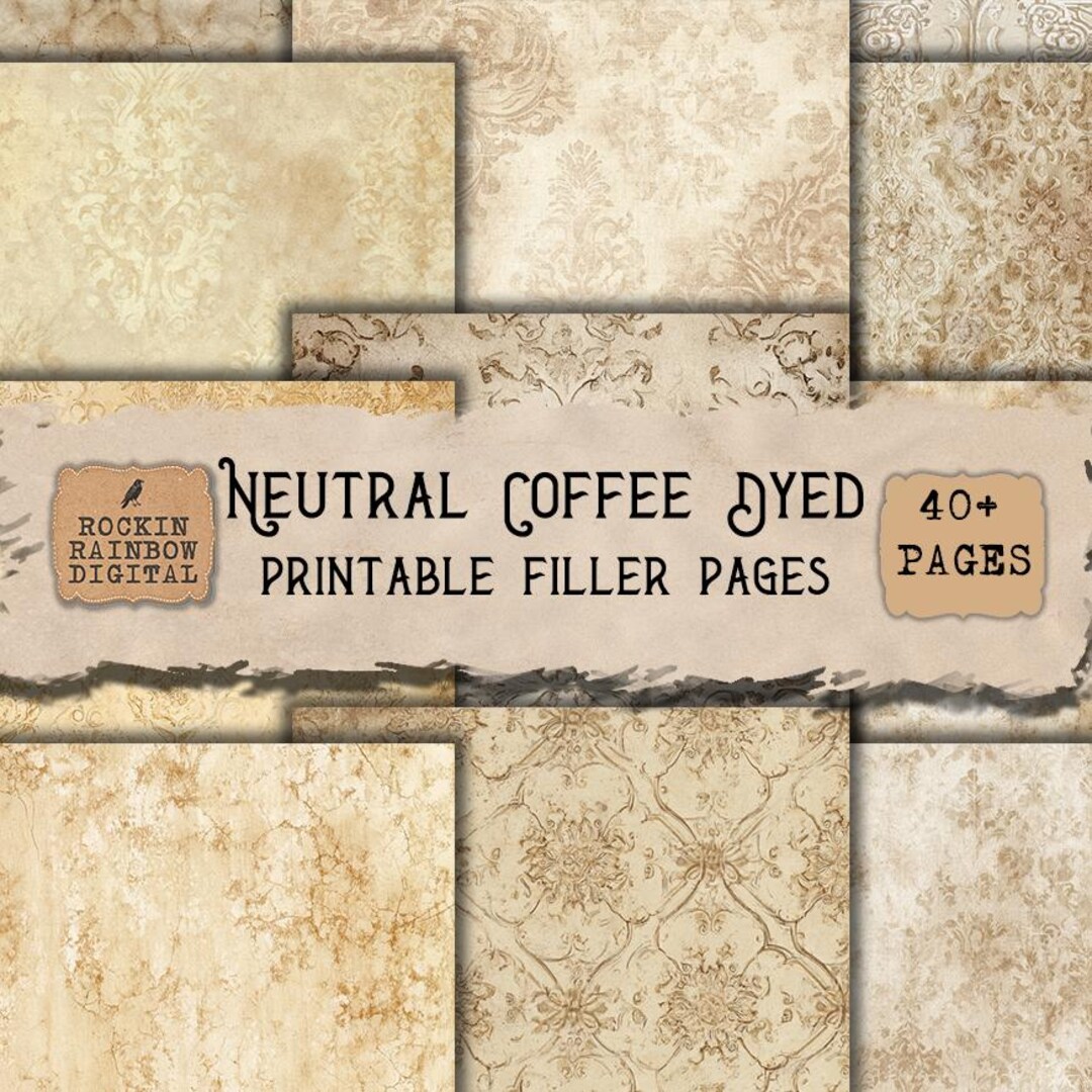 Neutral Coffee Dyed Filler Papers | Vintage Extra Pages | Junk Journal ...