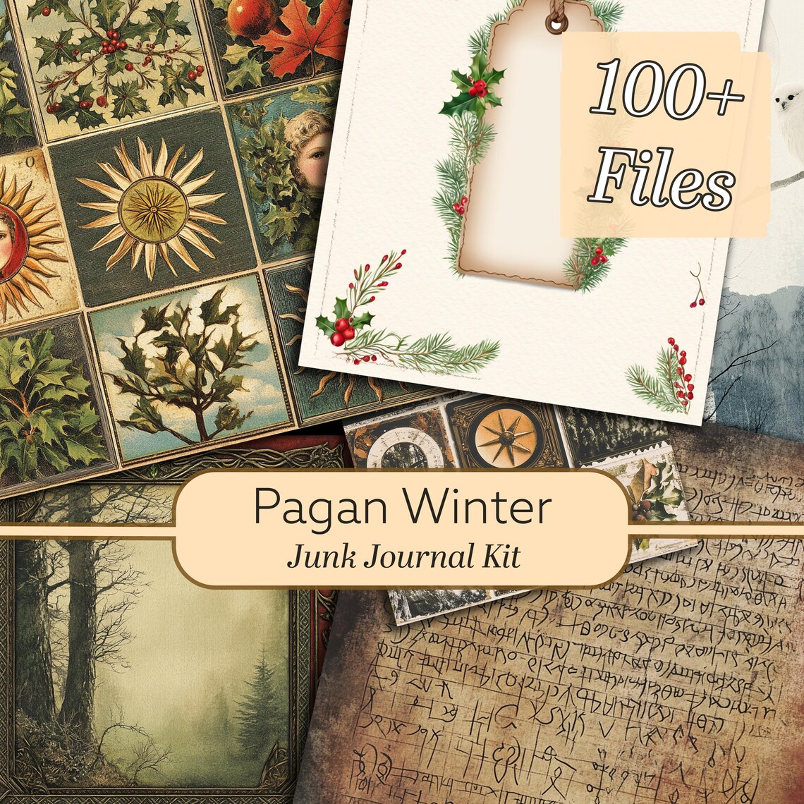 Winter Pagan Junk Journal Kit: Digital Scrapbook Paper, Witchy ...