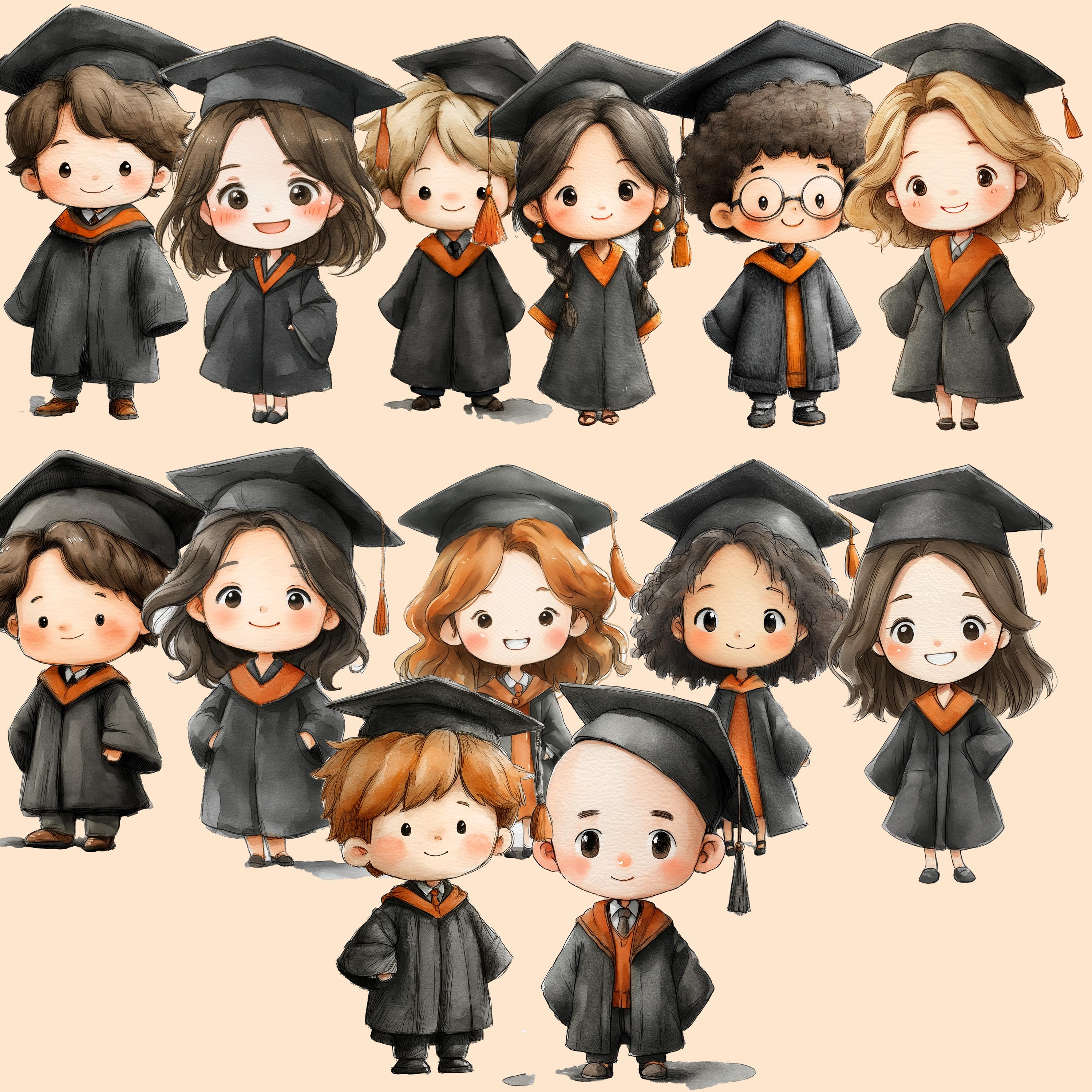 Graduation Clipart for Boys and Girls, Digital Download, Graduation ...