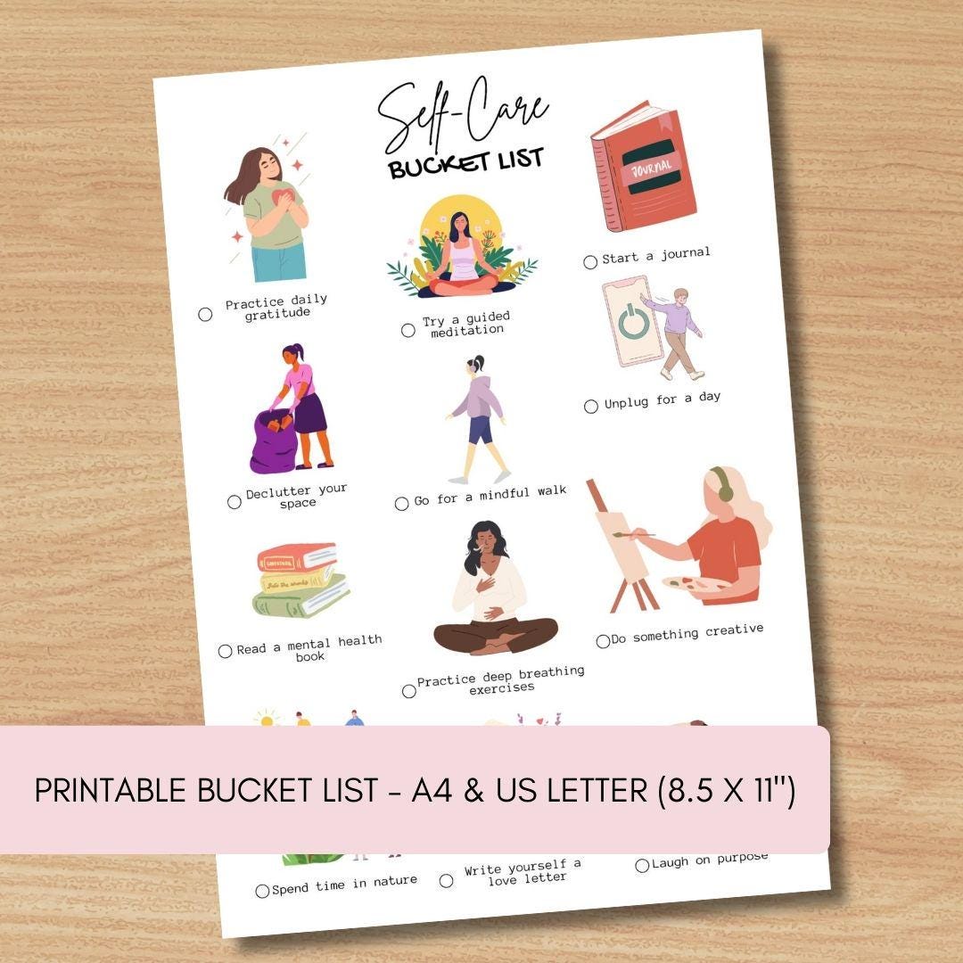 Self Care Bucket List Printable | Mental Health to Do List | Printable ...