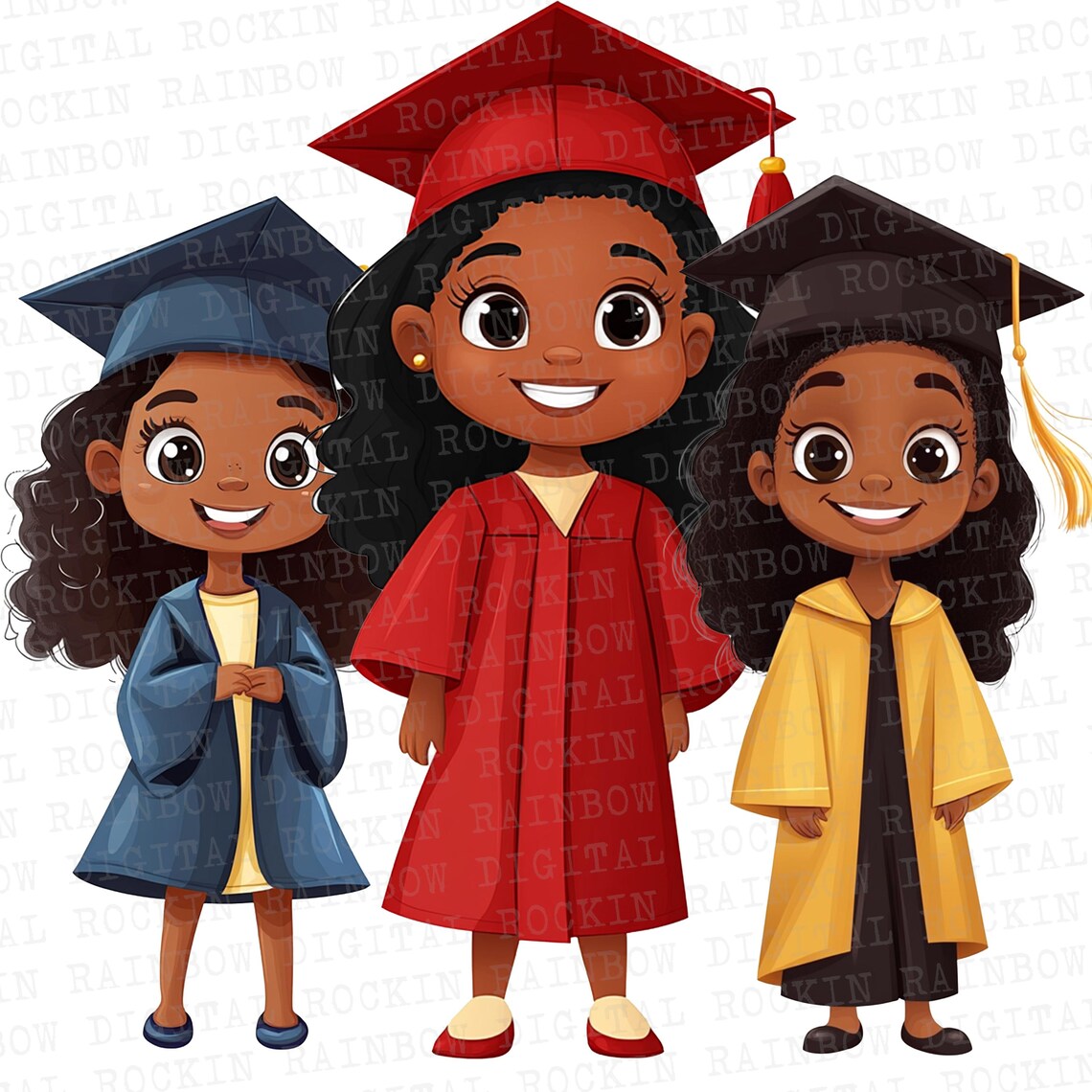 Cute Black Girl Graduation Clipart, PNG, Sublimation Art (digital ...