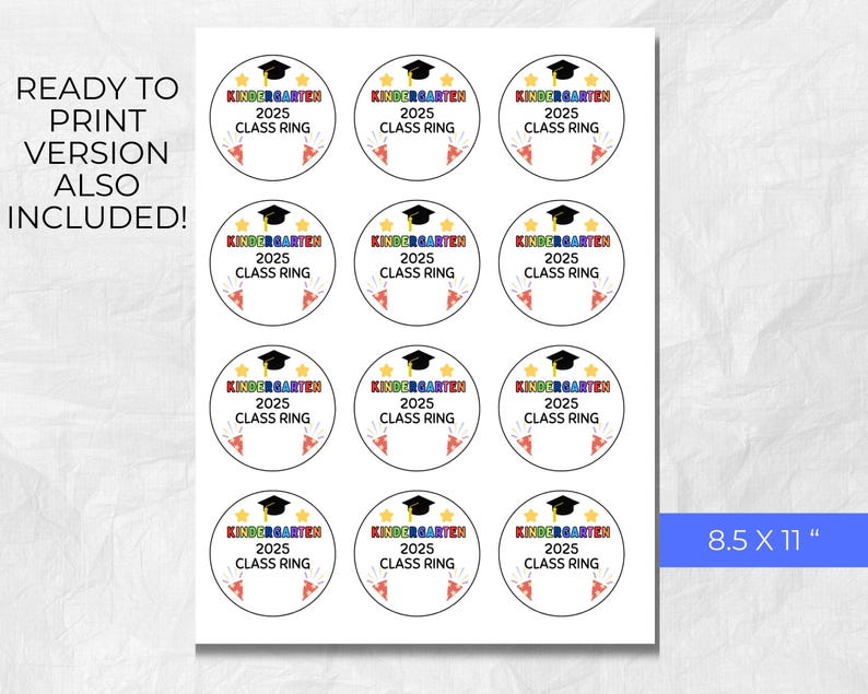 Printable Preschool Class Ring Sticker, Kindergarten Graduation Gift ...