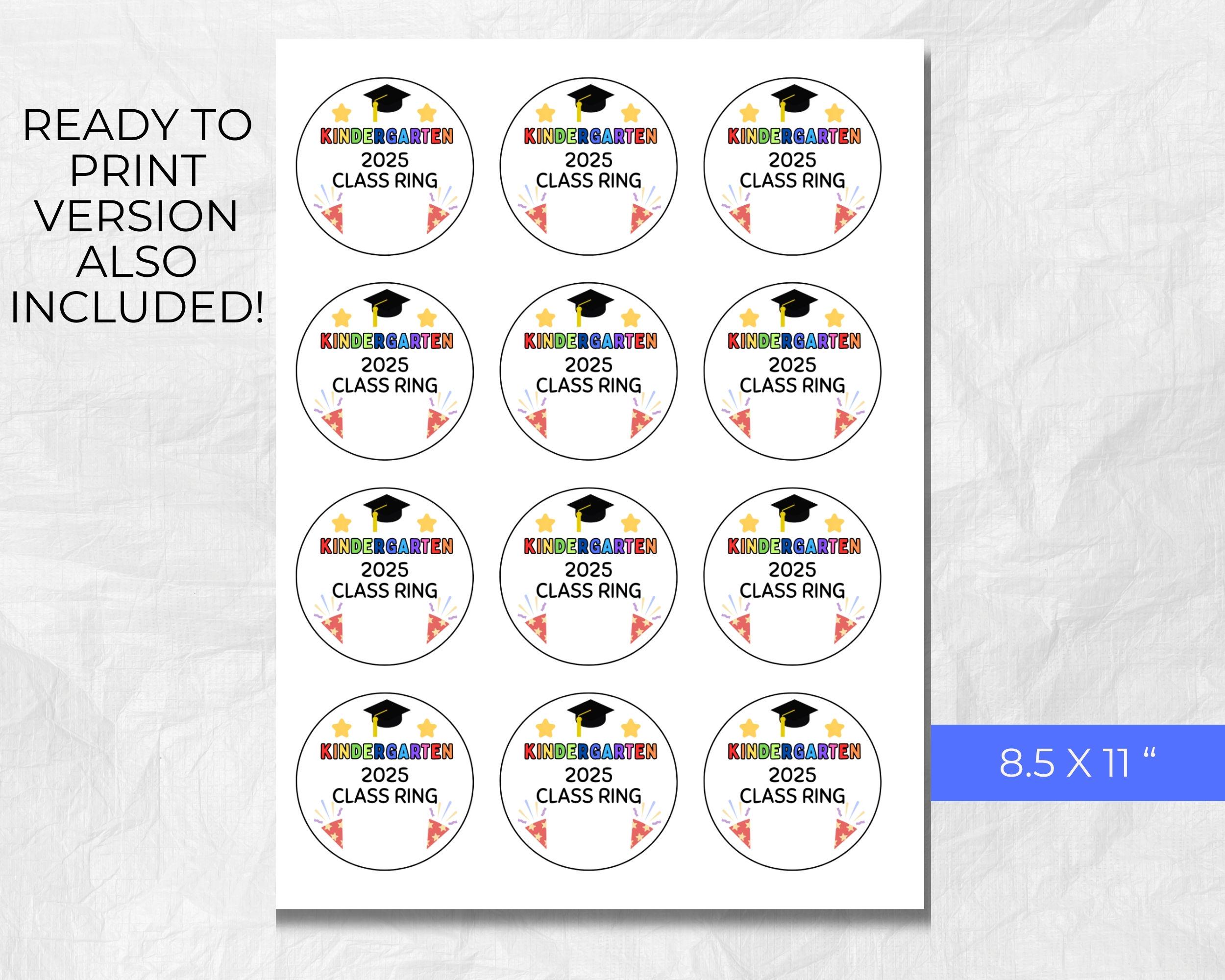 Printable Preschool Class Ring Sticker, Kindergarten Graduation Gift ...