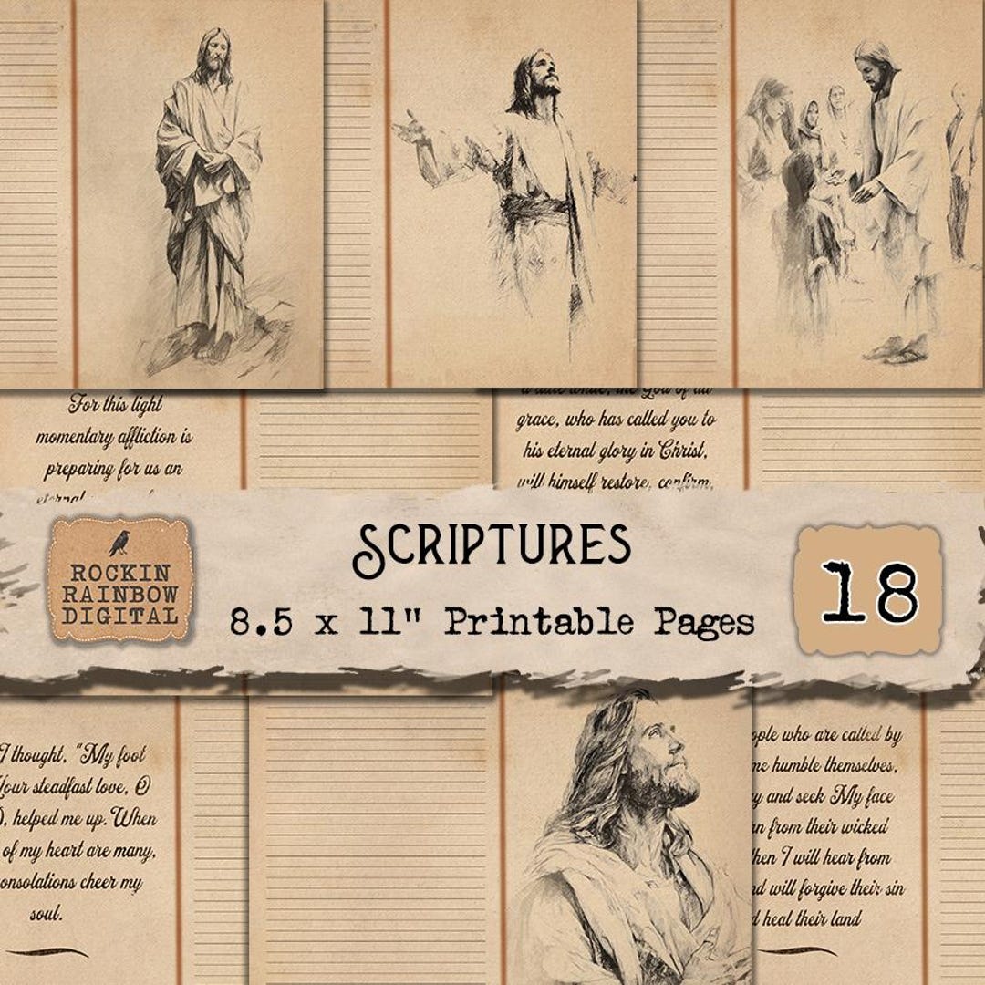 Christian Journal Kit Scripture Themed, Vintage Printable Bible Verse ...