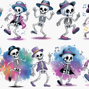 Dancing Skeleton Clipart, Halloween PNG, Funny Skeleton Art, Digital ...