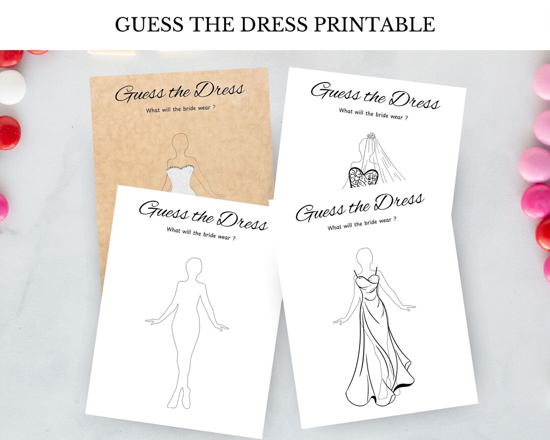 Guess the Wedding Dress Printable Game, Bridal Shower Activity, Fun ...