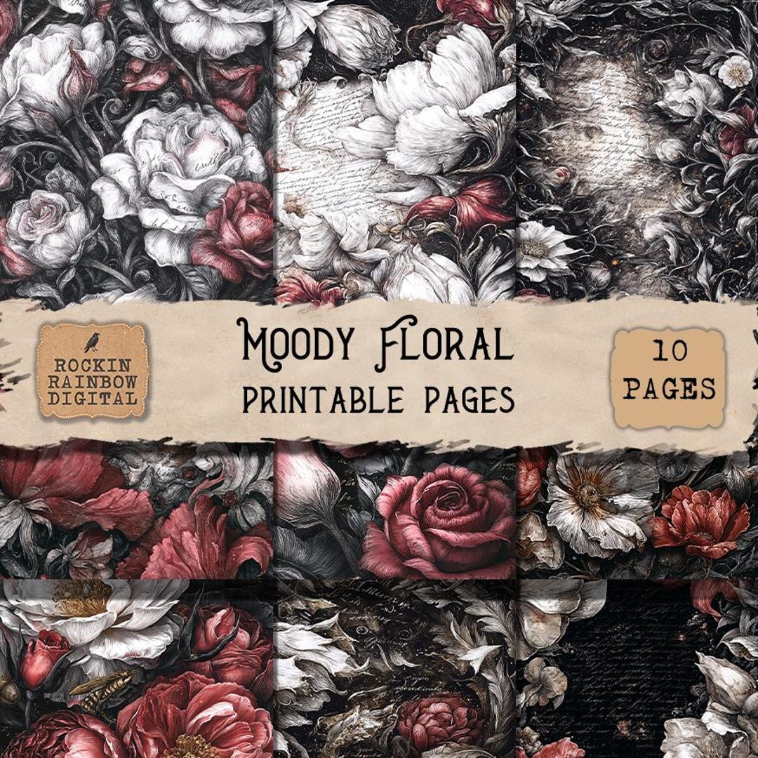 Moody Floral Junk Journal Kit, Ephemera Paper (PNG, PDF Download) - Etsy