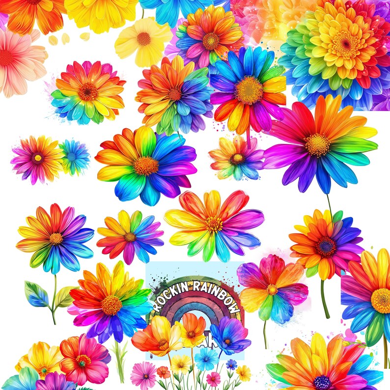 Rainbow Flower Clipart, High Quality, Pngs, Vibrant Colorful ...