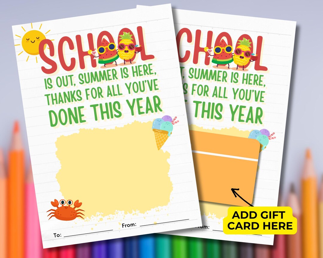 Teacher Appreciation Gift Card Holder: Printable End of Year Thank You ...