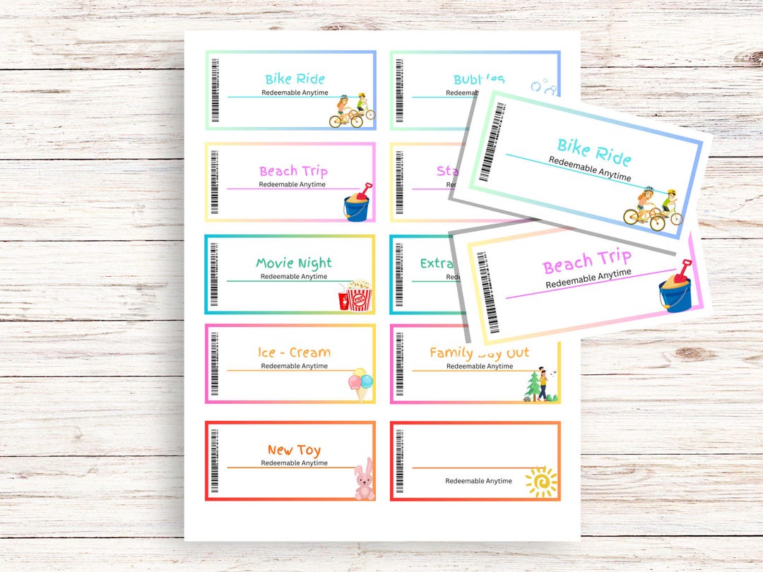 Kids Reward Coupon Spring Printable DIY Gift for Holidays Birthdays ...