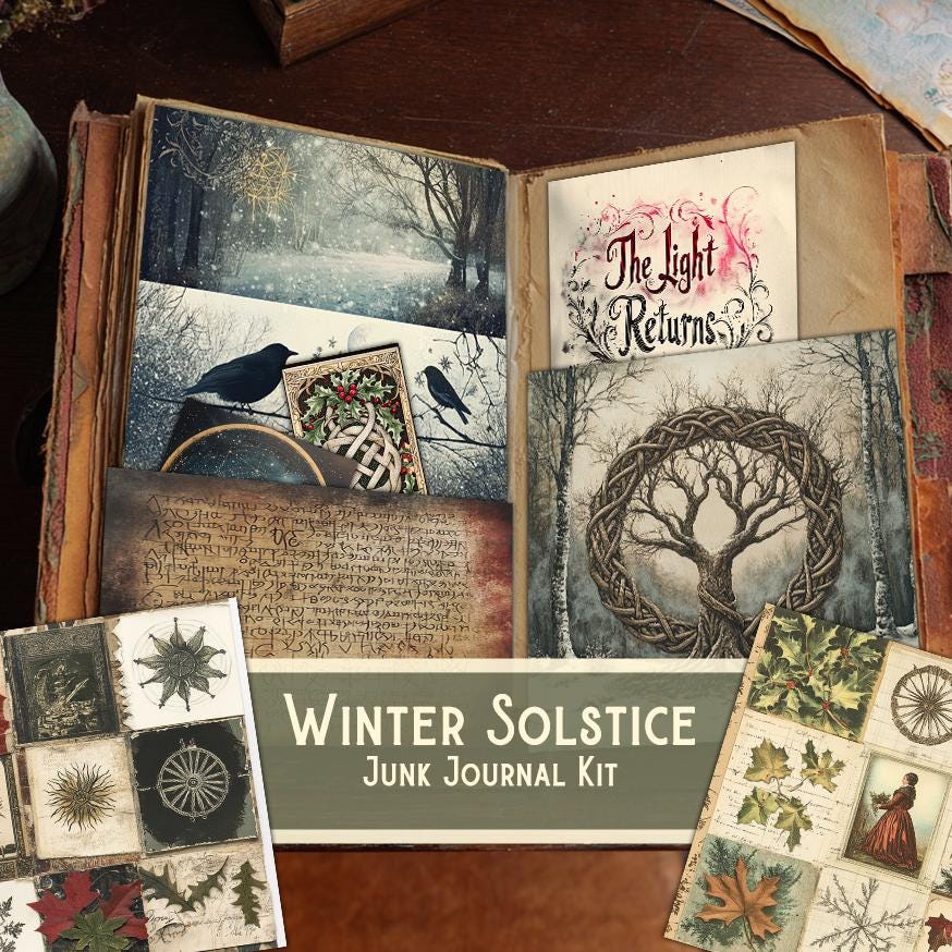 Winter Pagan Junk Journal Kit: Digital Scrapbook Paper, Witchy ...