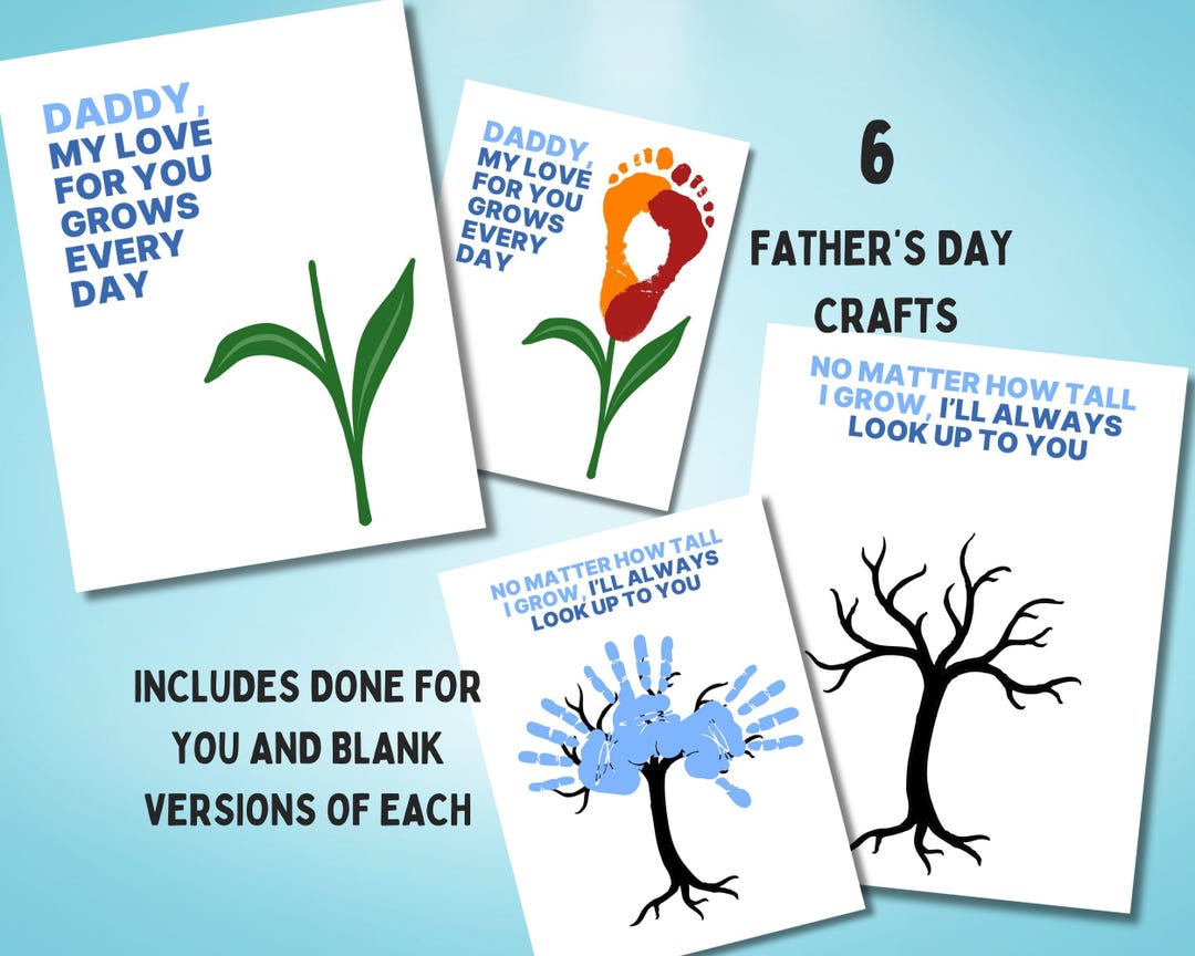 Fathers Day Handprint Craft Bundle, DIY Printable Gift for Dad, Kids ...