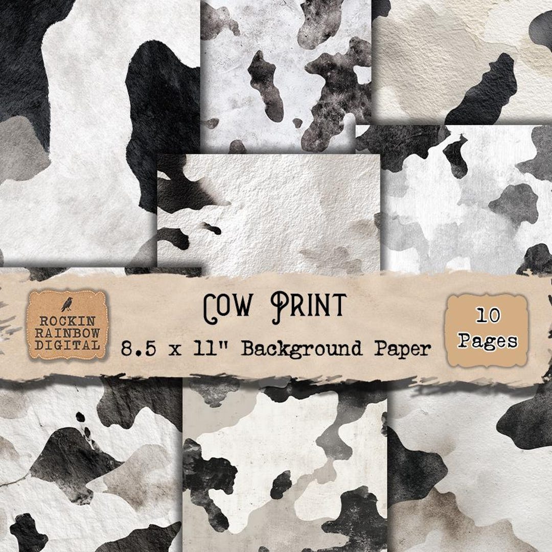 Cow Print Pattern Junk Journal Pages, Animal Pages, Pattern Digital ...