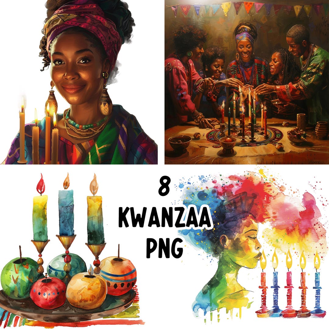 Kwanzaa Clipart: African Celebration PNG, Tumbler & Card Design ...