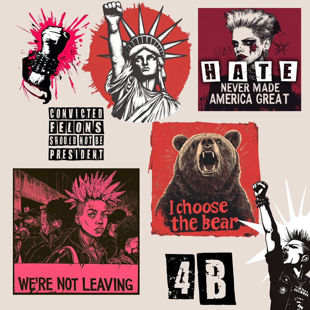 Punk Protest Clipart: Grunge Anti-fascist Graphics - Etsy