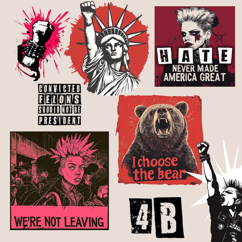 Punk Protest Clipart: Grunge Anti-fascist Graphics - Etsy