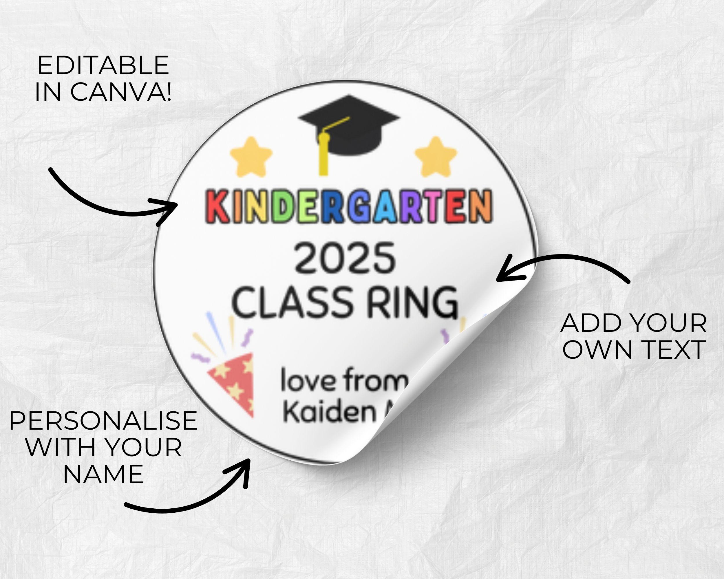 Printable Preschool Class Ring Sticker, Kindergarten Graduation Gift ...