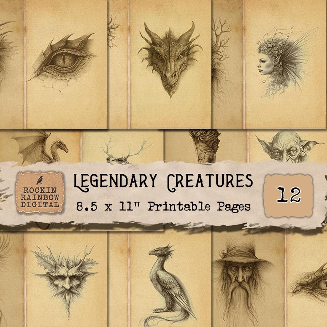 Legendary Creatures Pages Printable: Vintage Dark Academia Designs ...