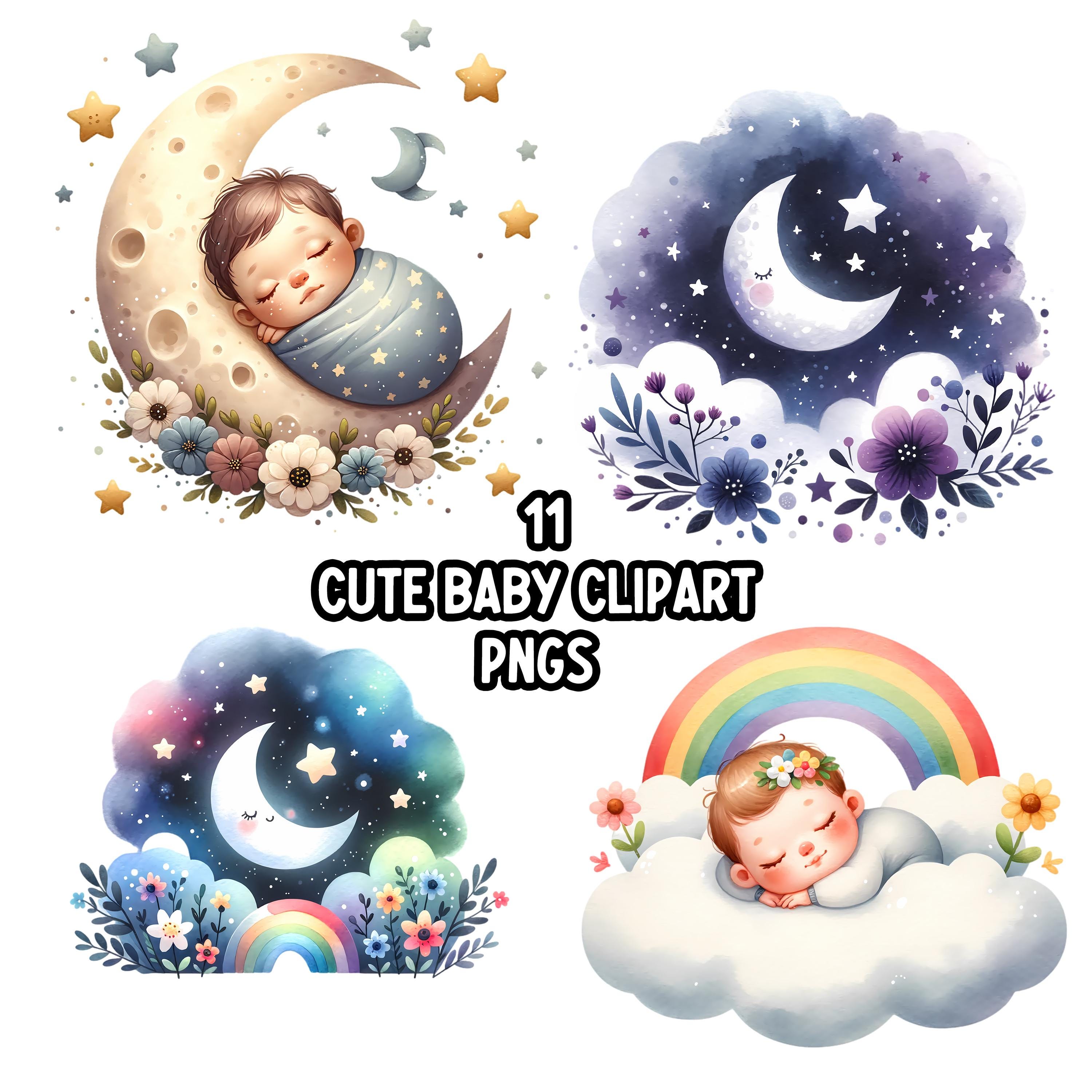 Cute Baby Nursery Decor PNG, Baby Clipart, Sublimation Pngs, Moon and ...