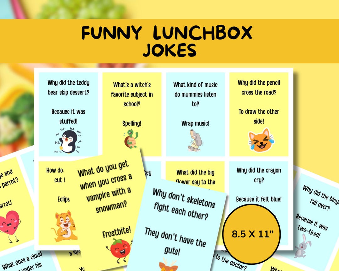 32 Lunchbox Jokes Printable, Fun Lunch Box Notes for Kids, Printable ...