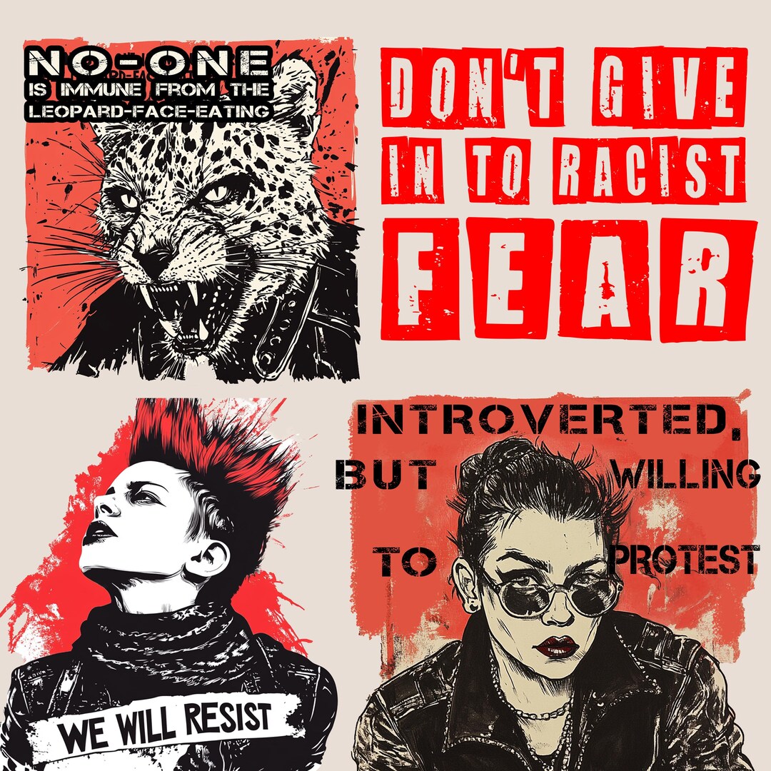 Punk Protest Clipart, Anti Fascist, Grunge, Retro, Antifa Sticker ...