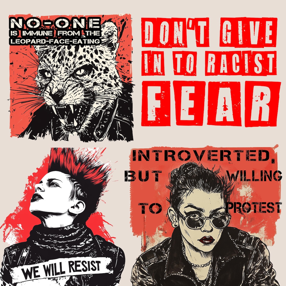 Punk Protest Clipart: Grunge Anti-fascist Graphics - Etsy