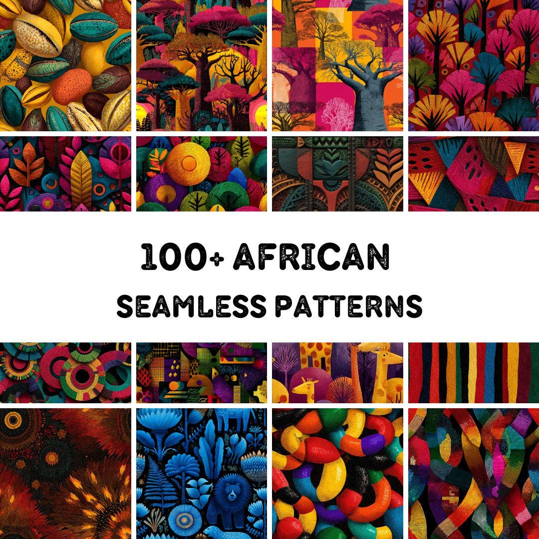 Boho African Mud Cloth Digital Paper - Seamless Kente Patterns for Junk ...