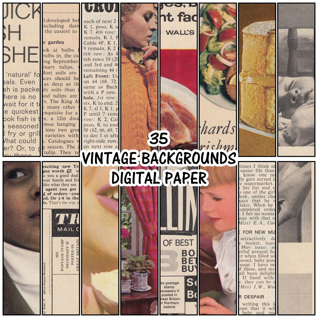 Vintage 60s Magazine PNG Printable Paper Junk Journal Digital Download ...