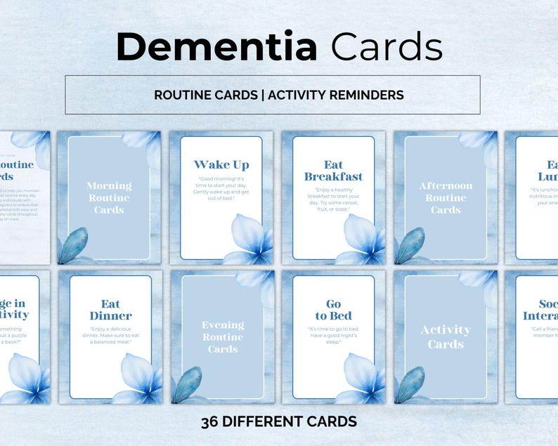 Dementia Daily Routine Cards, Printable Visual Aid for Memory Loss ...