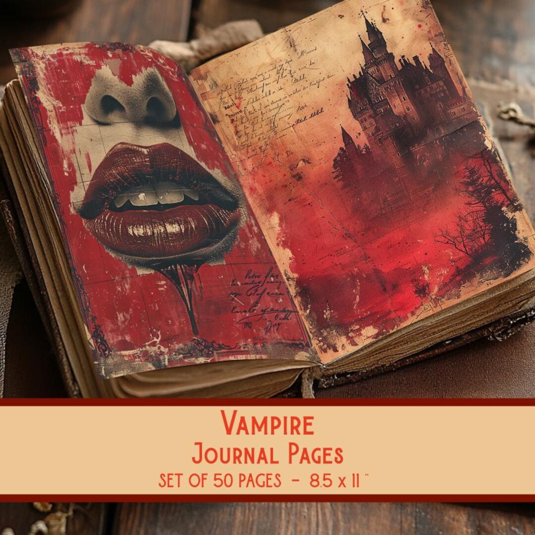 Printable Junk Journal Vampire Papers, Digital Halloween Ephemera ...