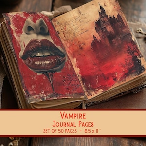 Printable Junk Journal Vampire Papers, Digital Halloween Ephemera ...